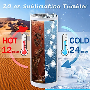 CHLJAR 10 Pack Sublimation Tumblers, 20oz Straight Skinny Stainless Steel Insulated Sublimation Tumbler Blank with Individual Boxed and Bottom Rubbers