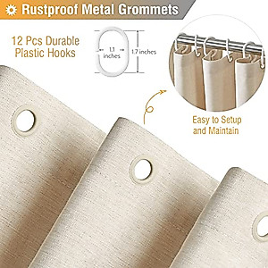 BTTN Fabric Shower Curtain, Linen Textured Heavy Duty Polyester Cloth Shower Curtain Set with 12 Plastic Hooks, Hotel Luxury Waterproof Decorative Shower Curtains for Bathroom - 72"x72" - Beige/Cream