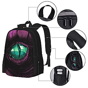 Sdfsdby Green Eye Of A Violet Dragon Backpacks Boys Girls School Computer Bookbag Travel Hiking Camping Daypack Casual Laplop Backpack for Unisex Teens