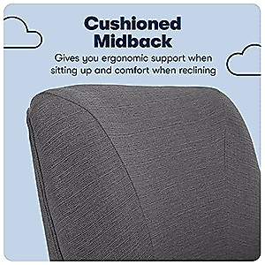 Serta Leighton Home Office Memory Foam, Height-Adjustable Desk Accent Chair with Chrome-Finished Stainless-Steel Base, 27.25D x 24W x 35.75H in, Dark Gray