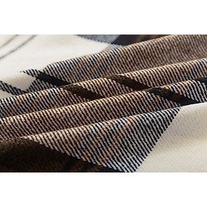 Urban CoCo Womens Vintage Plaid Knitted Tassel Poncho Shawl Cape Button Cardigan (One Size, Series 2 Camel)