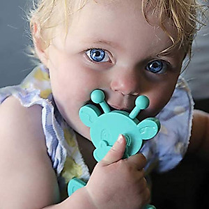 Baby Teething Toy Extraordinaire - Little Bambam Giraffe Teether Toys by Bambeado. Toy for Natural Teething Comfort and for Sore Gums - Baby Christmas Gifts- Turquoise