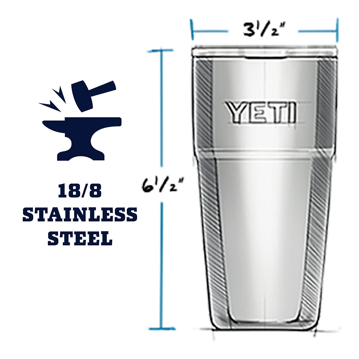 YETI Rambler Stackable Pint, Vacuum Insulated, Stainless Steel with MagSlider Lid, Alpine Yellow