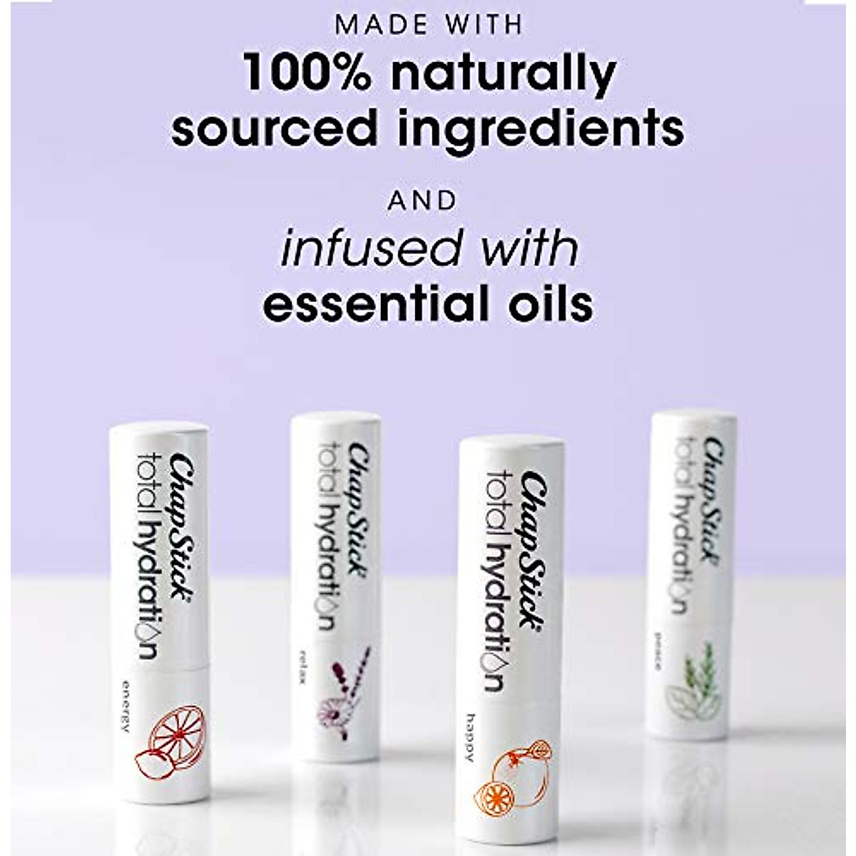 ChapStick Total Hydration Essential Oils Peace Lip Balm, Rosemary + Peppermint Lip Balm Tube, Lip Care - 0.12 Oz