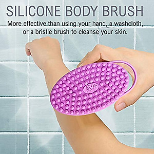 Avilana Exfoliating Silicone Body Scrubber Easy to Clean, Lathers Well, Long Lasting, And More Hygienic Than Traditional Loofah (Gray)
