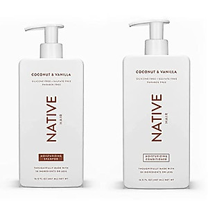 Native Shampoo and Conditioner Set | Sulfate Free, Paraben Free, Dye Free, with Naturally Derived Clean Ingredients| 16.5 oz (Coconut & Vanilla, Moisturizing), 2, 1.3 ounces