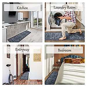 PADOOR Area Rug for Living Room Bedroom - 5x7 Feet Neutral Rug with Non-Slip Latex Backing Non Shedding Loop Pile for Dining Room Office Home Decor Navy Blue