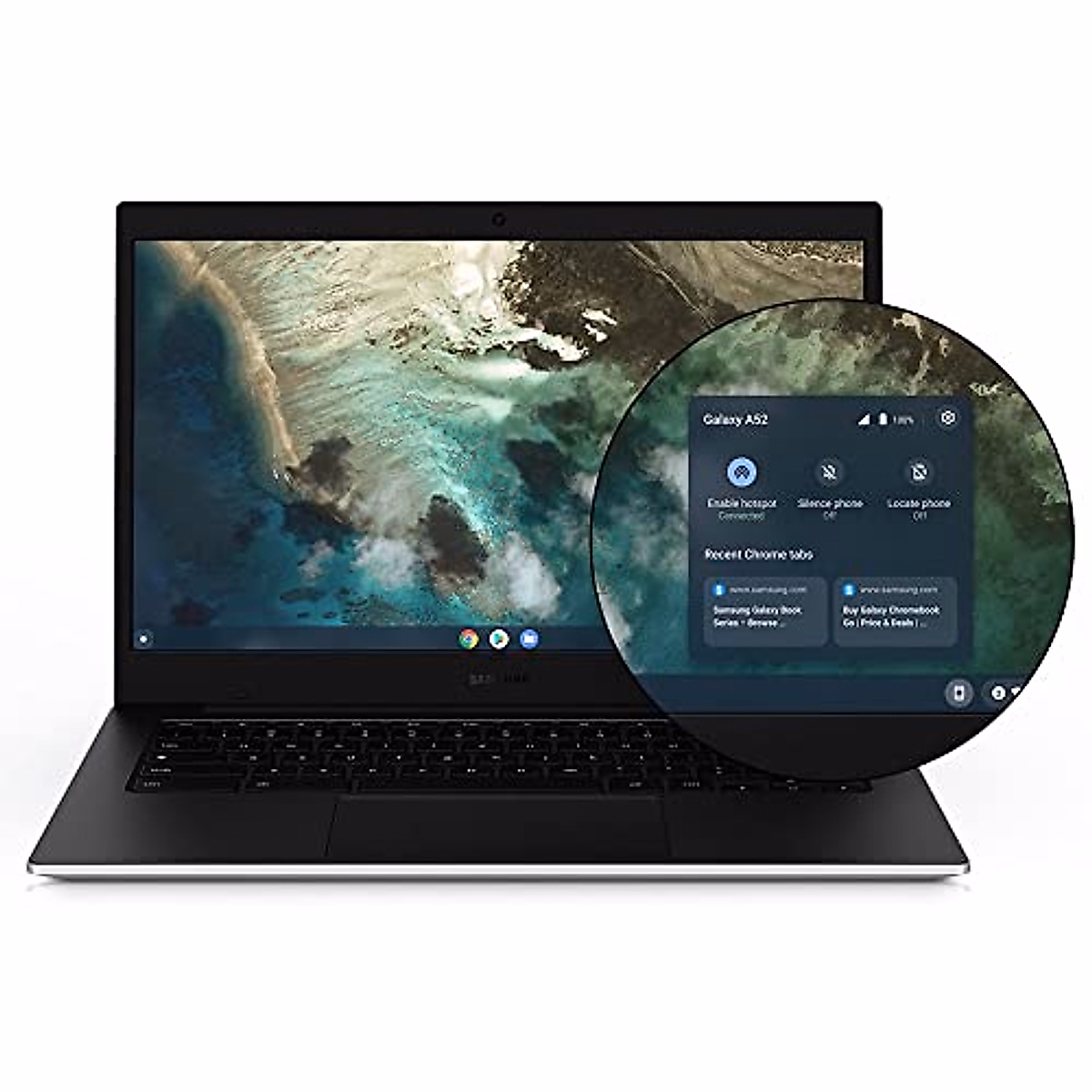 SAMSUNG Galaxy Chromebook Go Laptop (32GB, 4GB RAM, Wi-Fi + 4G LTE) 14.0" Intel N4500, Fully Unlocked for All Carriers, Chrome OS, Cellular Notebook w/ 180-Degree Hinge (Silver) (Renewed)