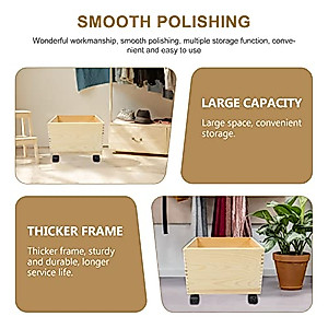 Cabilock Dirty Clothes Basket Wood Crate with Wheels Toy Storage: Wooden Case Decorative for Storage Organization Display Container Toy Storage Baskets