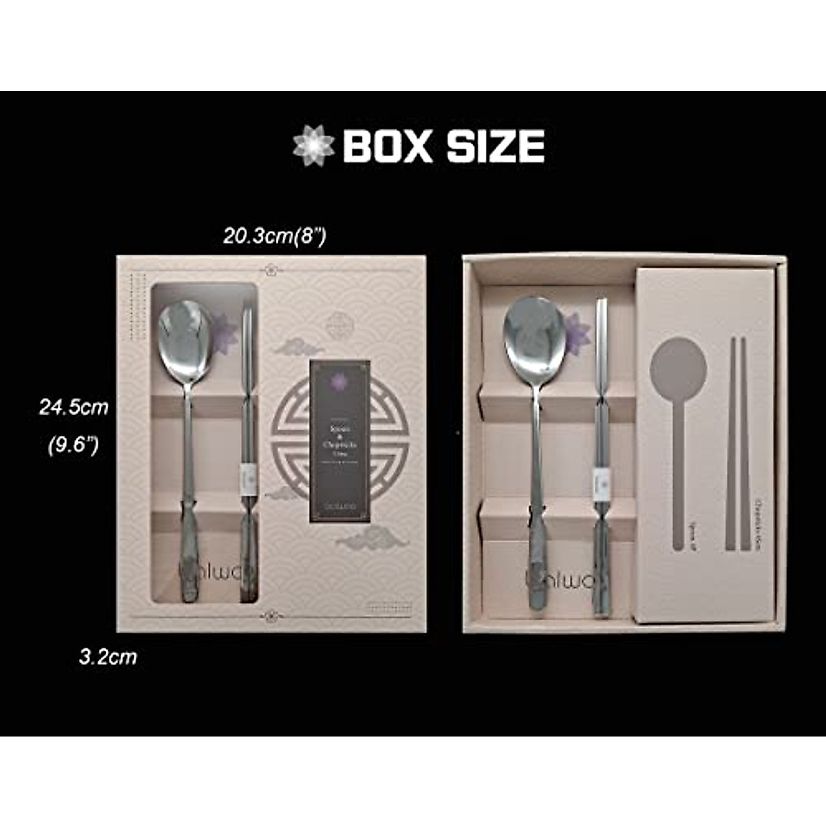 BALWOO Whale Design Korean Traditional Table Sticky Rice Spoon and Chopsticks Mukbang Cutlery 430 Stainless Steel