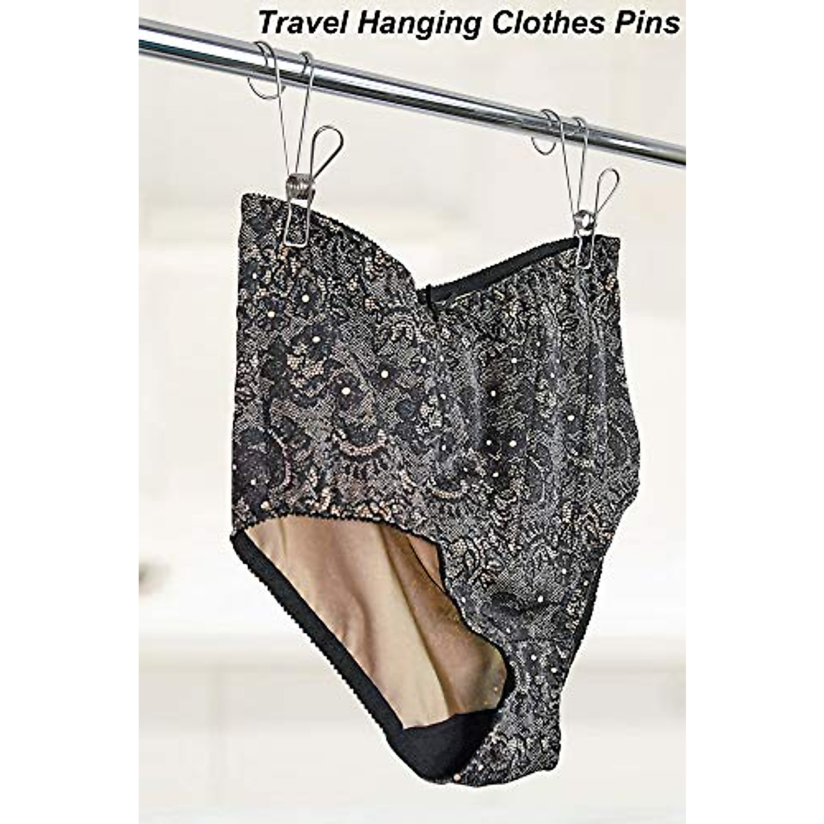 HOME-X Travel Hanging Clothes Pins, Clothes Clips Hooks, Portable Hangers for Clothes, Boot Hooks, Heavy Duty Metal Clips, 5 Pack, 4" L x 2 ½” W x 1" H