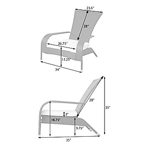 Aspect Living 64962 Pacifico Black Wicker Lounge Chair with Grey Cushion - All-Season, Lightweight, Adirondack Style, Durable & Stylish Outdoor Armchair, Elegant Black Finish