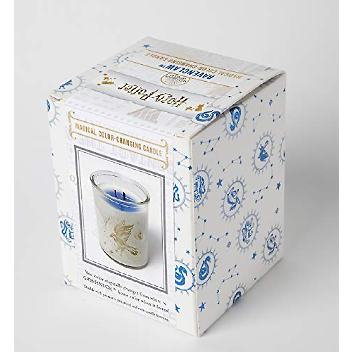 Harry Potter Color Changing Ravenclaw Candle, Large 10 oz - Wax Turns from White to Blue When Lit - Soy Wax, Unscented - Great Gift for Harry Potter Fans