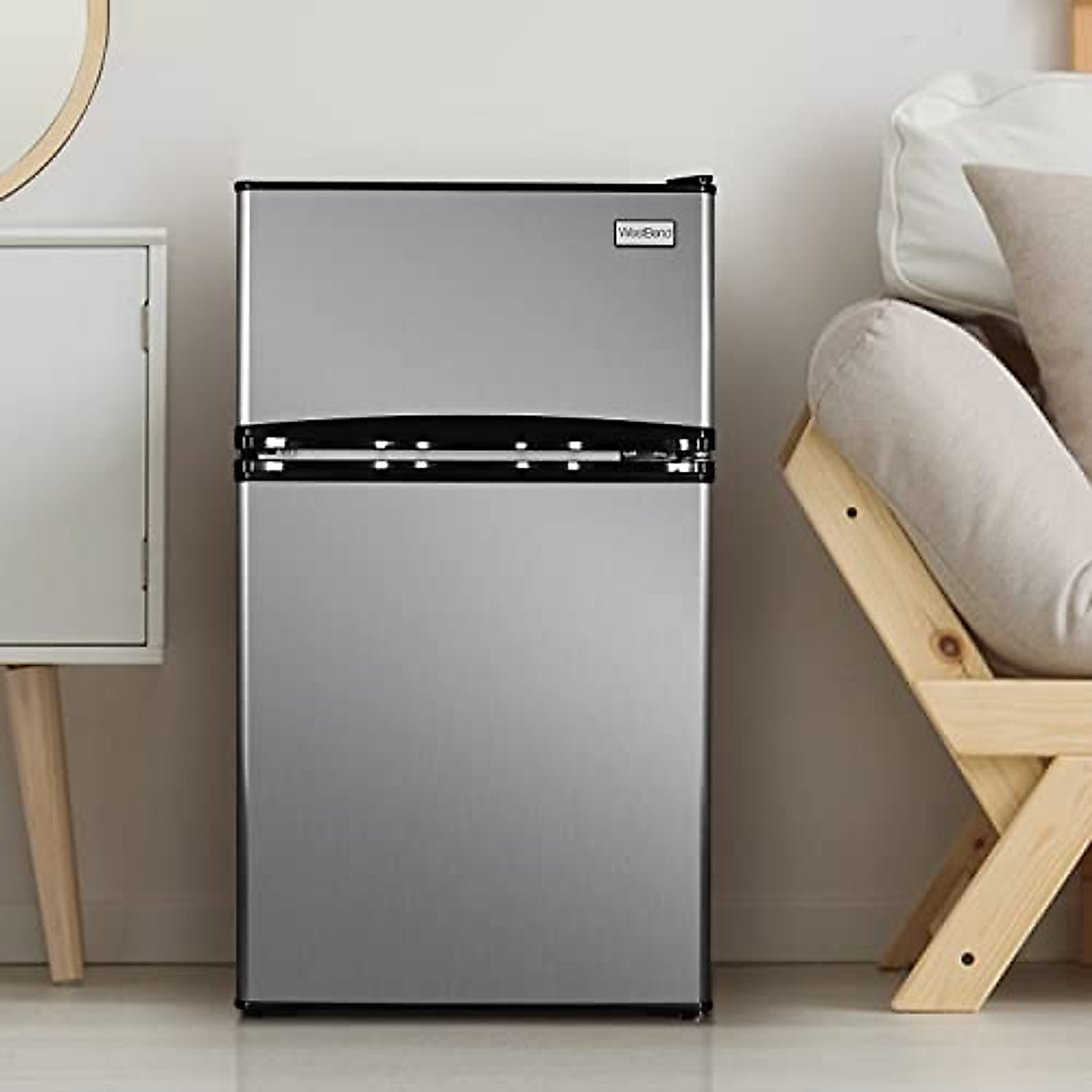 West Bend WBRT31S Mini Fridge for Home Office or Dorm, with Automatic Defrost and Adjustable Temperature, 3.1 Cubic Feet, Metallic