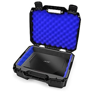 CASEMATIX 15.6" Hard Laptop Case with Shock-Absorbing Interior Foam Protection Compatible with 15" Gaming Laptops and Accessories, Fits Laptops up to 15” x 10.5" Max