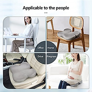 Seat Cushion for Office Chair, Non-Slip Chair Seat Cushions for Tailbone Pain, Lower Back Sciatica Pain Relief, Memory Foam Coccyx Cushion Butt Pillow for Office Chair, Car, Wheelchair (Grey)