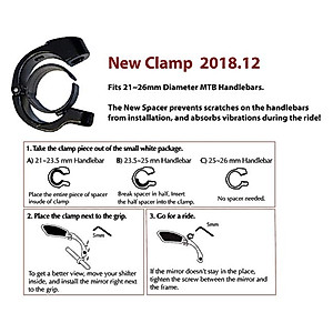 Hafny New Handlebar Bike Mirror, HD,Blast-Resistant, Glass Lens, HF-MR088LS (Left) (HF-M903LS-FR01 (Handlebar Fitting Left Side, Silver Glass))