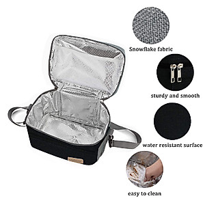 Lunch Bag for Men/Women, Insulated Reusable Lunch Box Leakproof Cooler Tote Bag Freezable with Adjustable Shoulder Strap for Office Work Picnic Beach(Black)