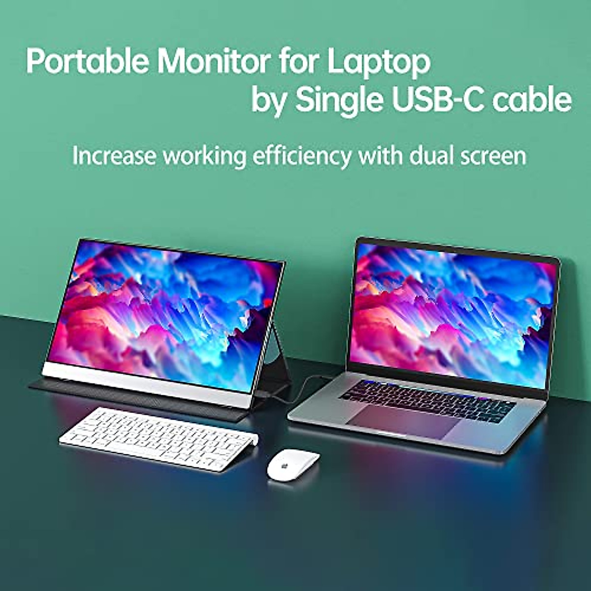 cocopar Portable Travel Monitor 15.6 Inch 1080P FHD USB-C Portable Screen with Dual USB-C HDMI Portable Monitor for Laptop PC Mac Surface Xbox PS5, with Cover VESA Mountable