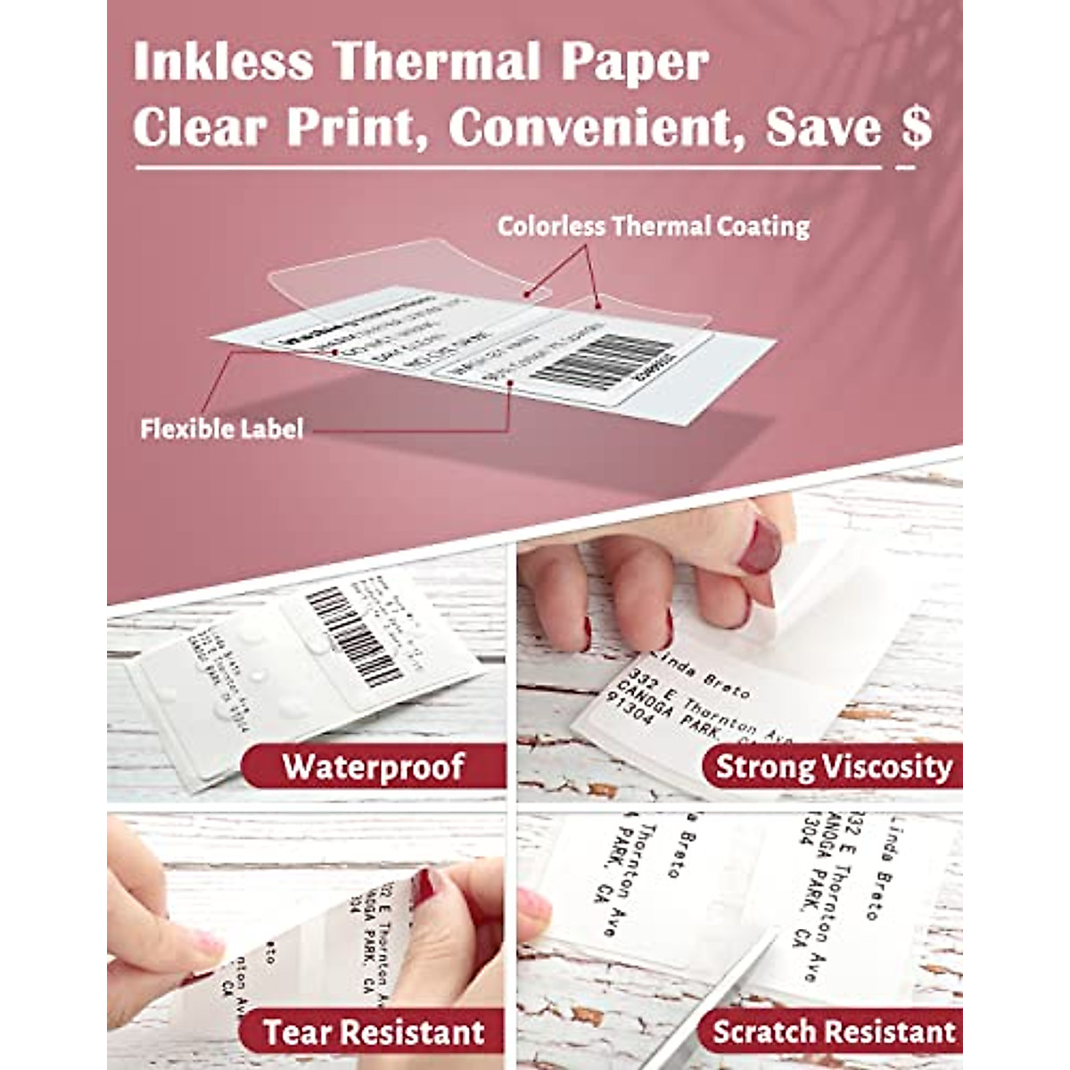 Phomemo Thermal Labels-for M110/M221/M220/M120/M200/M110S,1.57"x1.18"(40x30mm),230 Labels/Roll, for Barcode/Address/Mailing/Logo/Business/Home Tag
