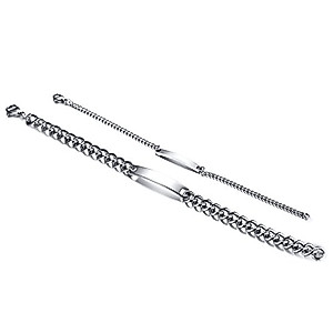 HUANIAN Personalized Custom Engraving Plain Stainless Steel ID Bracelets, Name Plate Identity Bracelet