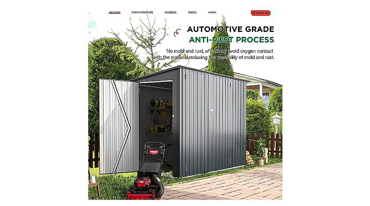 AECOJOY 4x7.5 Ft Storage Shed for Bikes & Outdoors