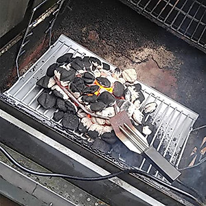 MOASKER 27 Inch Ash Pan Replacement Parts for Char Griller 1224, 1324, 2121, 2222, 2727 and Charbroil Grills, Charcoal Tray with 2pcs Fire Grate Hanger Set