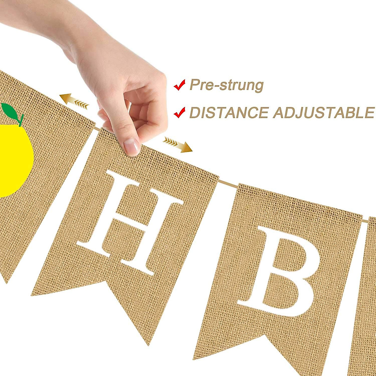 Natural Jute Burlap Banner Lemon Theme Baby Shower Party Decoration Fireplace Mantle Decoration