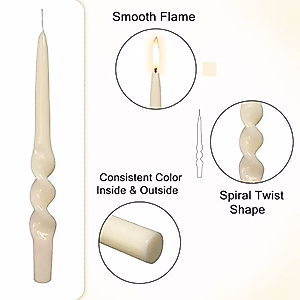 White Taper Candles Twisted Candles Sticks - White Spiral Candlesticks - Unscented Candles for Wedding Party Dinner Home Decoration