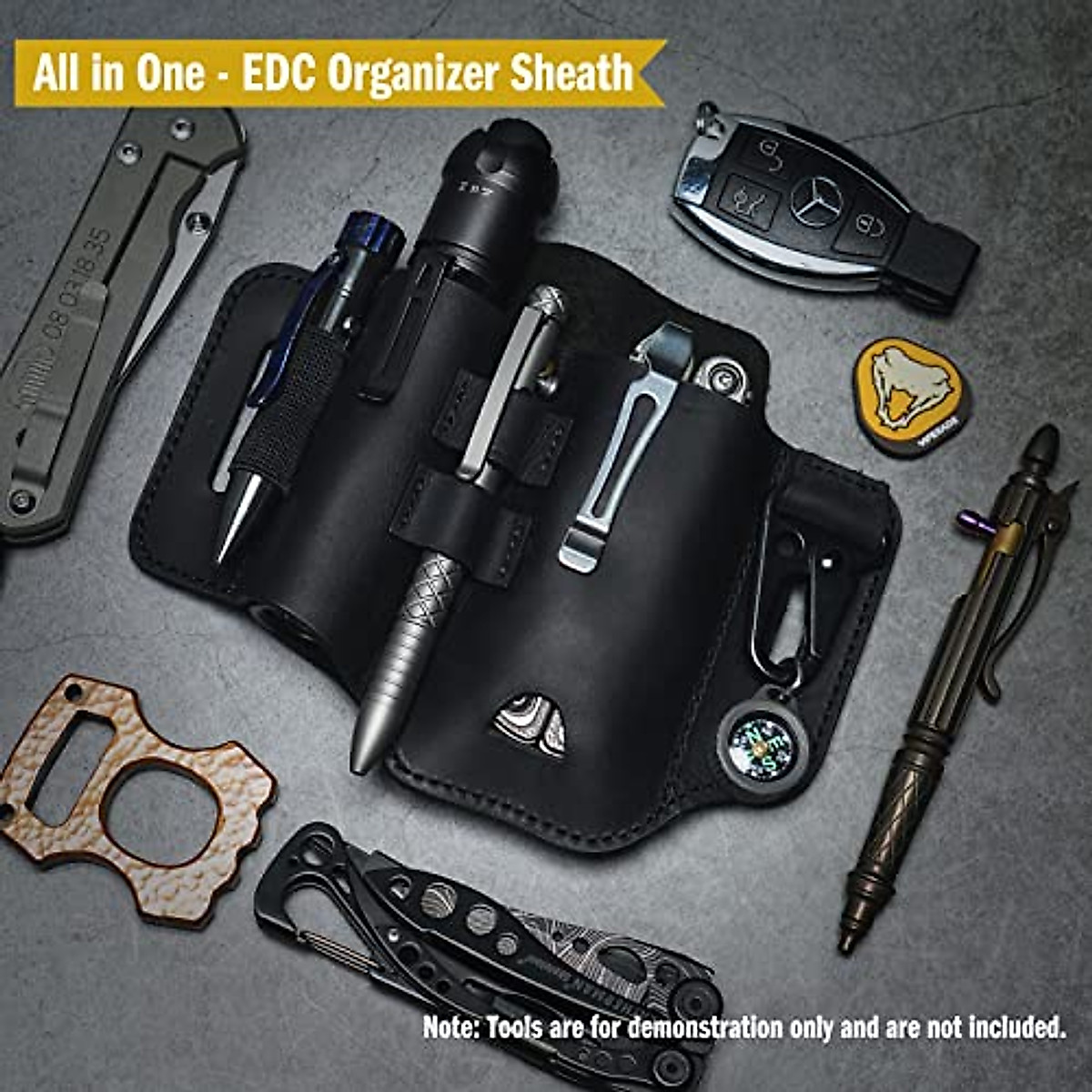 VIPERADE PJ35 Multitool Sheath for Belt, Leather EDC Pocket Organizer for Men, EDC Leather Sheath, EDC Belt Organizer