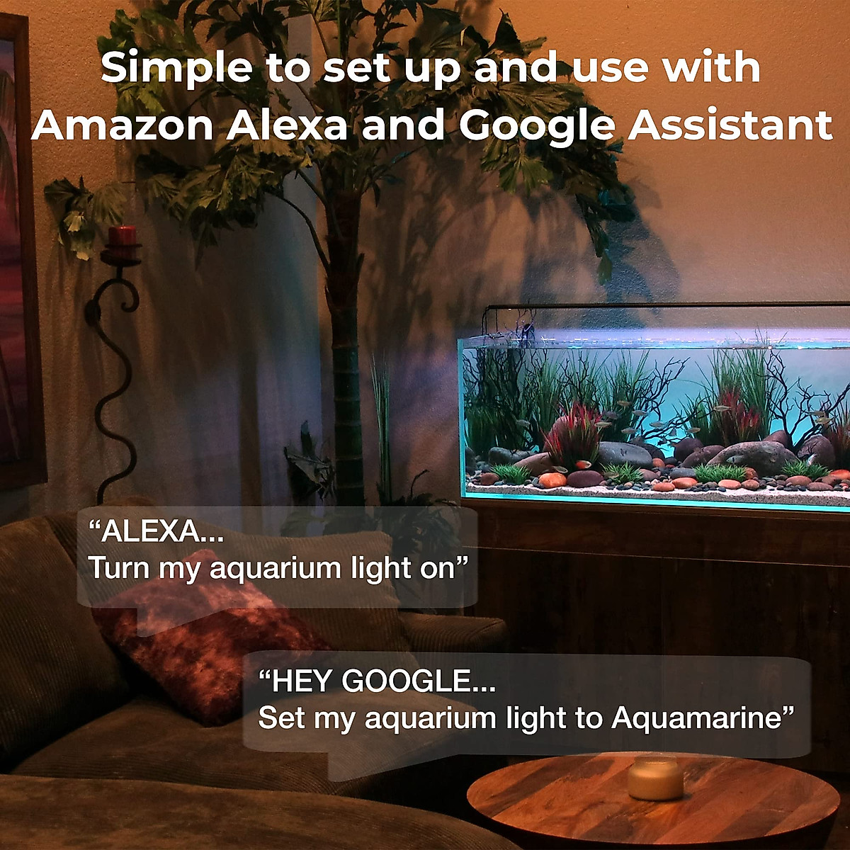CURRENT USA ColorPlus Smart LED Aquarium Light 36 inch with App and Voice Control by Alexa & Google Home | Extra Vivid Colors for Freshwater Aquarium Fish Tank and Terrariums| Aluminum (36" to 48")