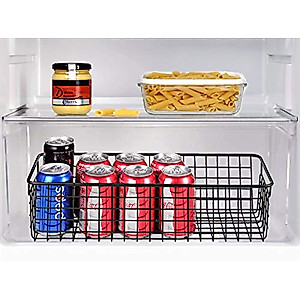 Sheechung Farmhouse Decor Metal Wire Storage Organizer Bin Basket(2 Pack) - Rustic Toilet Paper Holder - Storage Organizer for Bathroom, kitchen cabinets,Pantry, Laundry Room, Closets, Garage (Black)