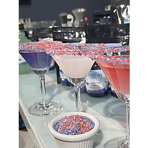 Snowy River Americas Cocktail Sugar - Kosher All Natural Red, White, and Blue Cocktail Rimmer and Coffee Rimmer (Americas, 4oz Bag)