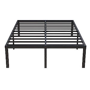 Upcanso 18 Inch California King Bed Frames No Box Spring Need, Platform Cal King Bed Frame with High Storage, Eassy Assembly 3,500 lbs Heavy Duty Bedframes, Black
