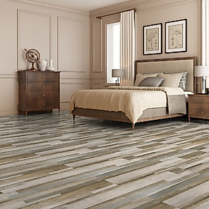 Art3d 36-Pack 54 Sq.ft Peel and Stick Floor Tiles Vinyl Plank Flooring Wood Look, Adhesive and Waterproof Tile Sticker for Bedroom, Living Room, Kitchen, RV in Aged Wood