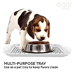 Oggi Rectangle Non Skid Rubber Grip Serving Tray, White 17.5 x 11.5"