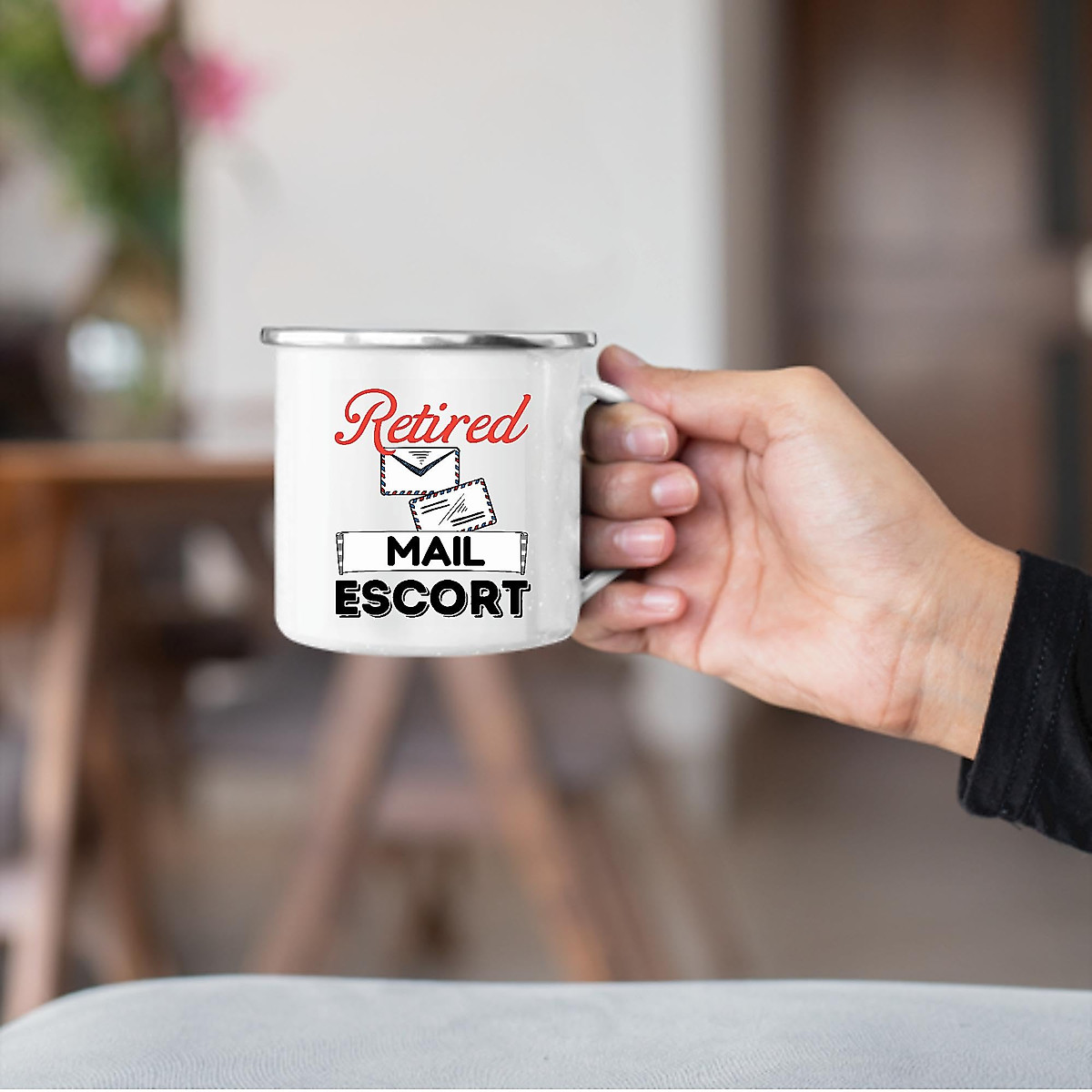 Retired Postal Worker Gift Ideas Mail Escort Mailman Retirement 12oz Enamel Silver Mug