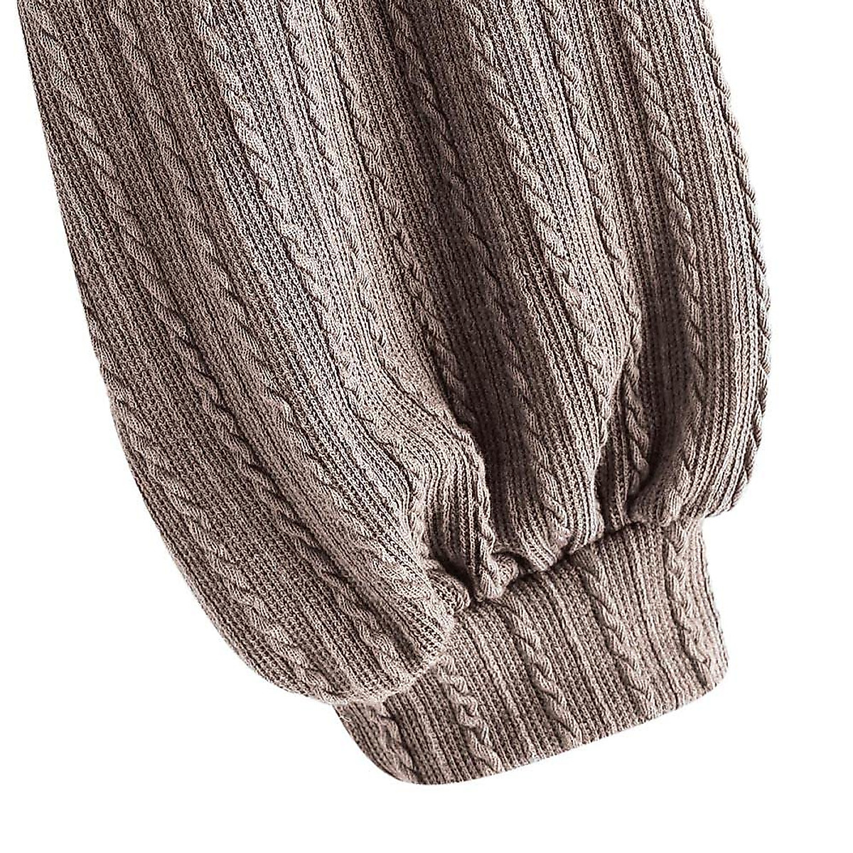 ZAFUL Women's Pullover Ribbed Batwing Lantern Sleeve Knitwear Knitted Crop Top Solid Round Neck Long Sleeve T-Shirt