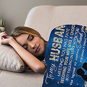 to My Husband Blanket from Wife, Birthday Gifts for Men, Throw Blanket Gifts for Husband Birthday Gift Ideas,Best Christmas Valentines Wedding for Him 60''x50''
