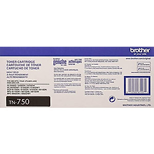 Brother Genuine High Yield Toner Cartridge, TN750, Replacement Black Toner, Page Yield Up To 8,000 Pages, Amazon Dash Replenishment Cartridge