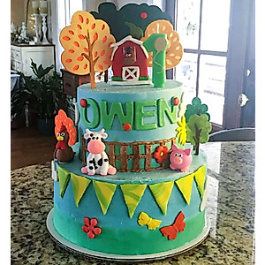 JeVenis Farm Animal Cake Decoration Farm Animal Birthday Cake Topper Cow Cake Decoration for Farm Animal Baby Shower Birthday Party Decorations