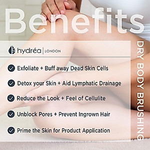 Hydrea London Dry Body Brush –Short Handle Premium Exfoliating Dry Skin Brush with Natural Bristle, FSC® Certified Beechwood.