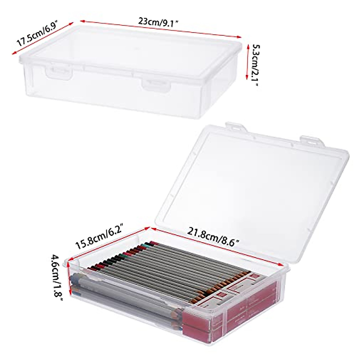 BTSKY Clear Plastic Storage Box with Flap Lid, Multipurpose Craft Organizers and Storage Box Art Supply Storage Organizer Plastic Sewing Box for Beads Pencils Notebooks, 6 Pack Small
