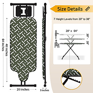 SLIETON Extra Large Ironing Board with Large Hang Rail and Iron Rest in 63" L x 20" W (with Iron Rest)