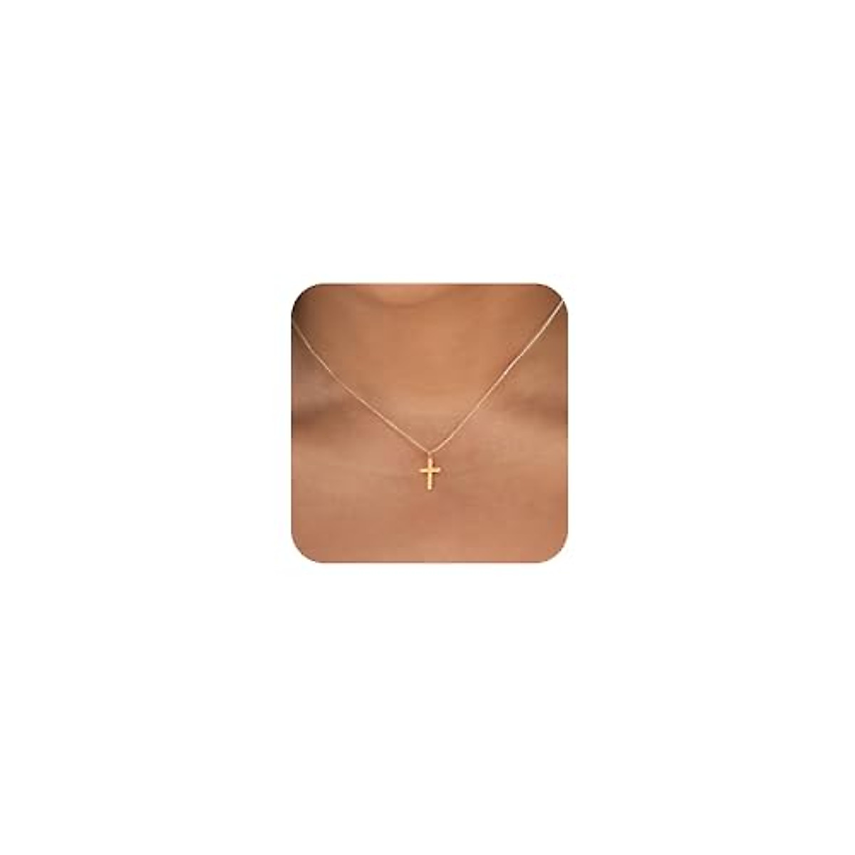 KICKGY Gold Cross Necklace for Women 14K Gold Plated Small Cross Necklace Dainty Gold Necklace Cute Cross Choker Necklace Simple Cross Pendant Necklace Aesthetic Jewelry for Women Gift