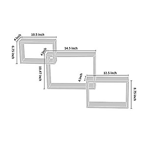 Coral Flower Rustic Wall Mounted Tier Square Shaped Floating Shelves – Set of 3 – Screws and Anchors Included - Farmhouse Wooden Shelves for Bedroom, Living Room and More, rustic blue