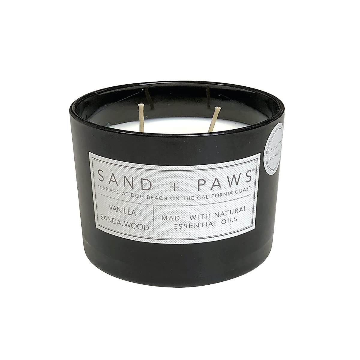 Sand + Paws Scented Candle - Vanilla Sandalwood –Luxurious Air Freshening Jar Candles Neutralize pet Odors and Enhance Home décor – 100% Cotton Lead-Free Wicks - 12 oz