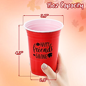 Nefelibata 24 Pack 15OZ Thanksgiving Party Plastic Cups Friendsgiving Disposable Tableware Friends Gathering Party Supplies Thanksgiving Dinner Wedding Birthday Favors Give Thanks Drinking Cups