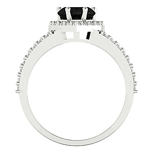 Clara Pucci 1.75 Carat Heart Cut Solitaire W/Accent Genuine Natural Black Onyx Engagement Promise Anniversary Bridal Ring 18K White Gold 8