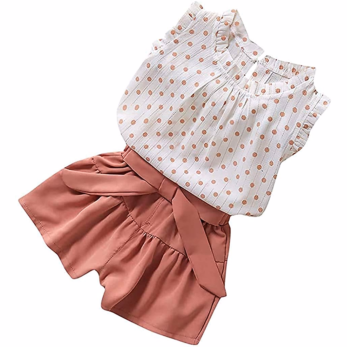 Ladiyo Kids Toddler Baby Girls Shorts Outfits Set Floral Dot Print Ruffle Dress T-Shirt Tops+Short Pants 2Pc Clothes Set